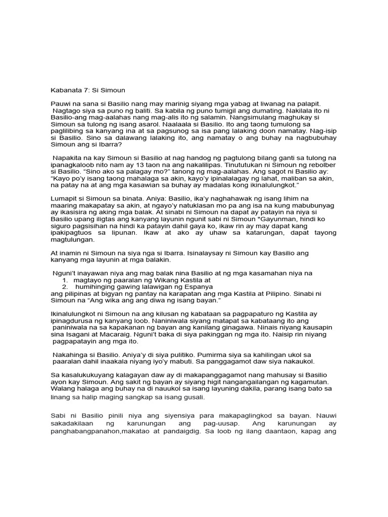 Kabanata 7: Si Simoun PDF | PDF