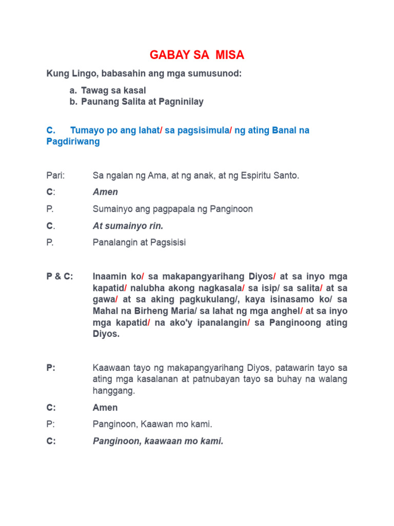 Gabay Sa Misa | PDF