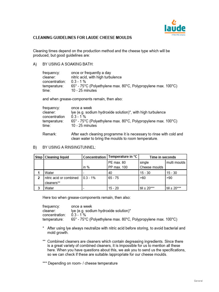 Cleaning Guidelines Laude Moulds - 240420 - 171542 | PDF | Sodium Hydroxide | Industrial Processes