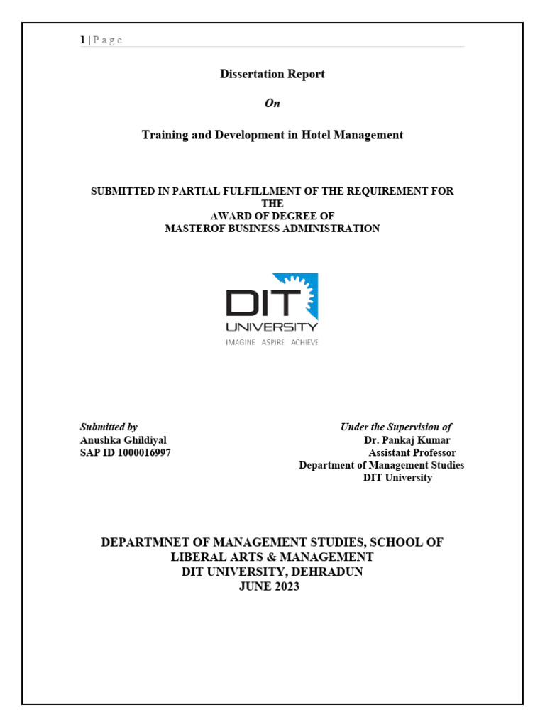 Final Desseratation Report Anushka Ghildiyal | PDF | Educational ...
