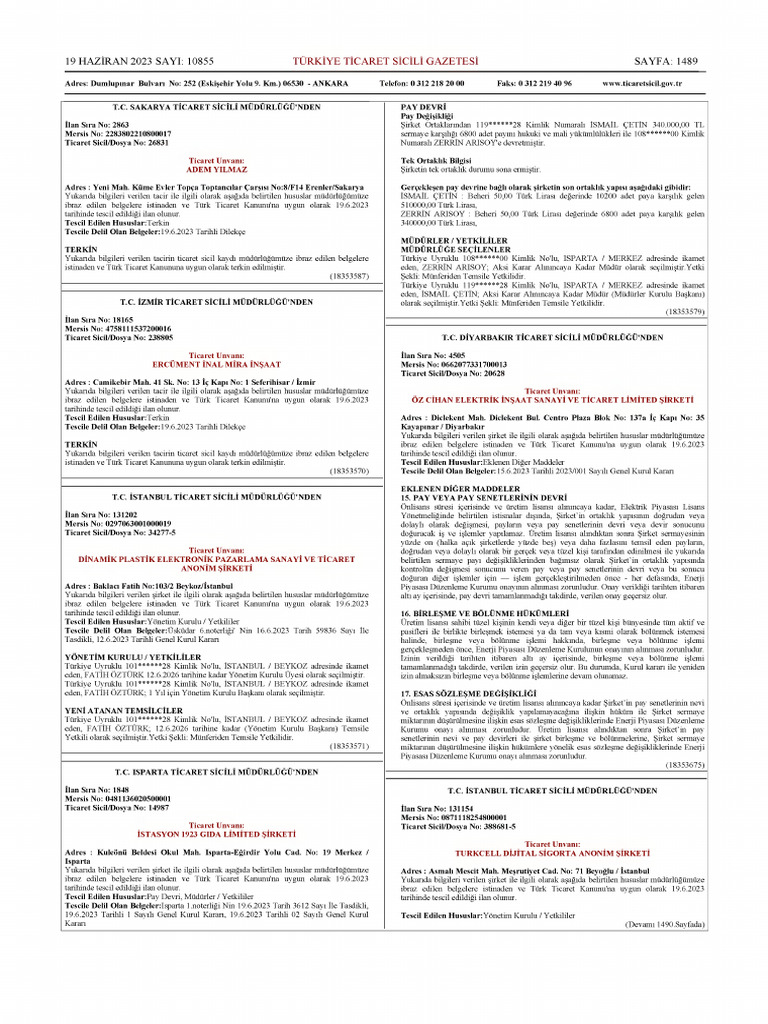 19-06-2023 TTSG Yk Üyeleri̇ | PDF