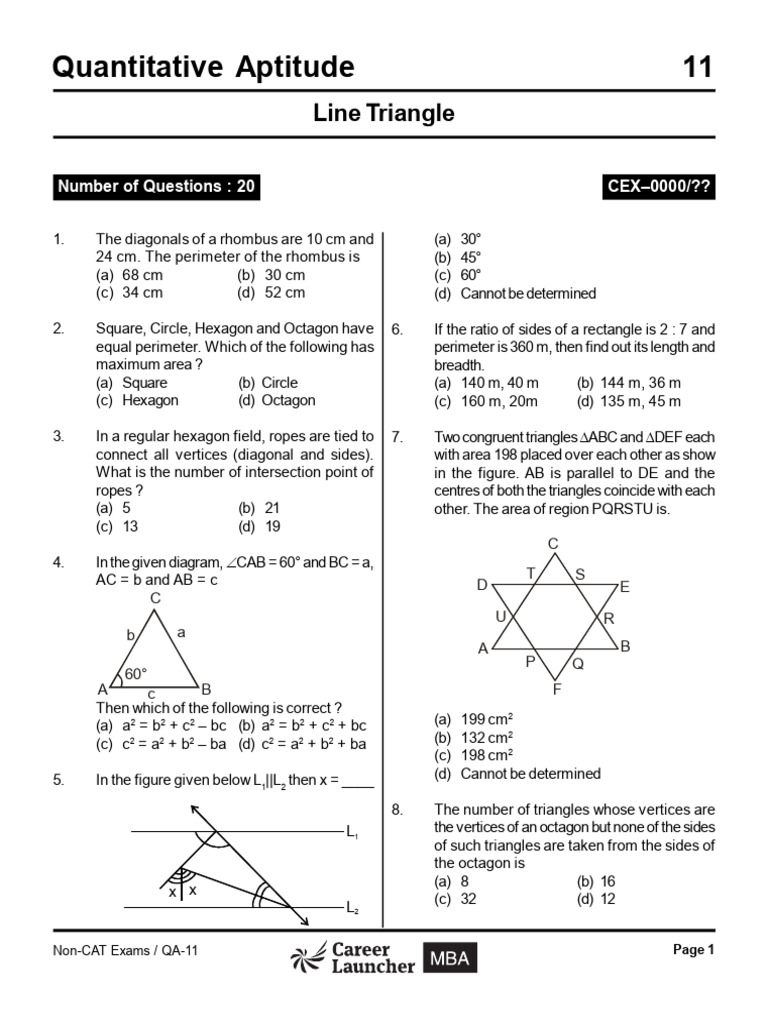 Geometry Practice Questions | PDF | Triangle | Area