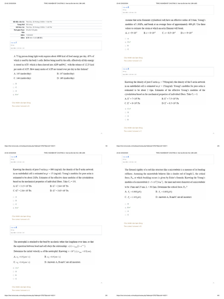 TRẮC NGHIỆM BT CHƯƠNG 2 - Xem lại lần làm thử - BK-LMS | PDF