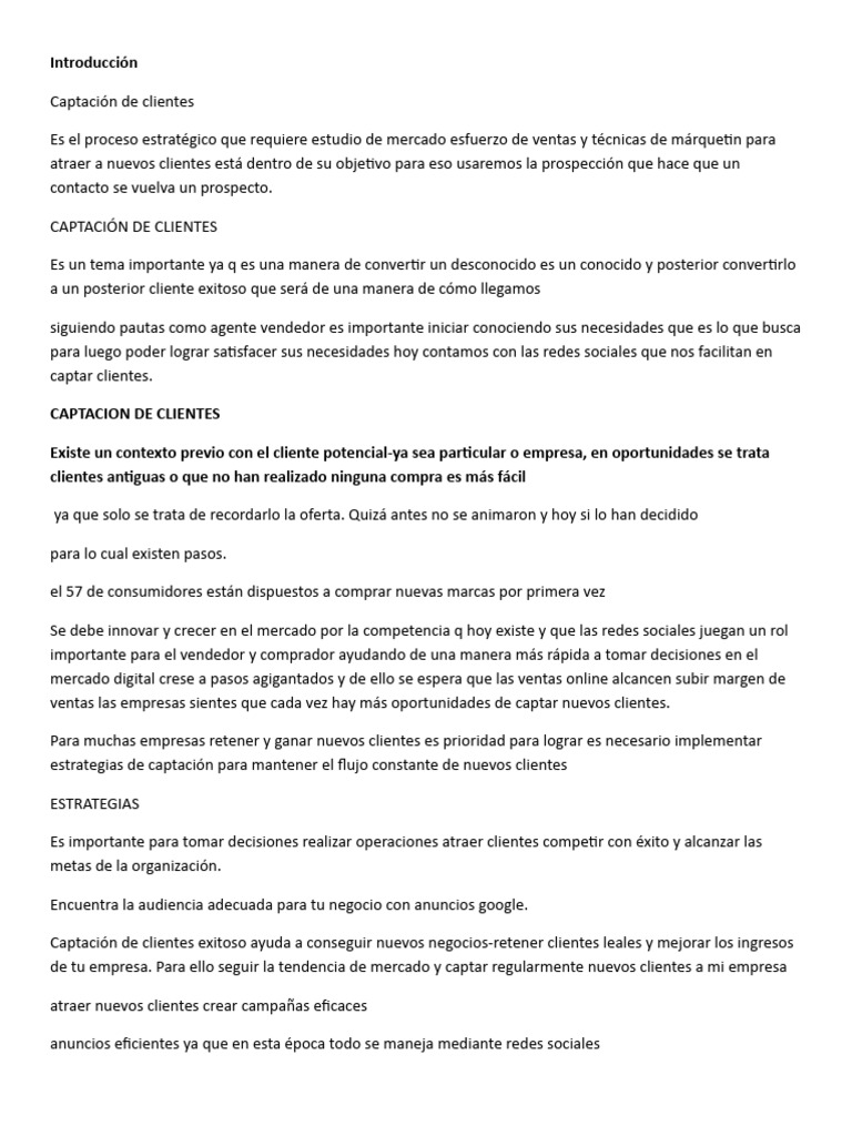 Captacion de Cliente | PDF | Mercado (economía) | Cliente