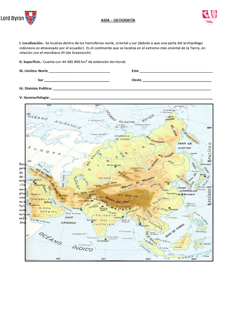 Geografía de Asia: Relieve y Ríos | PDF | Asia | Topografía