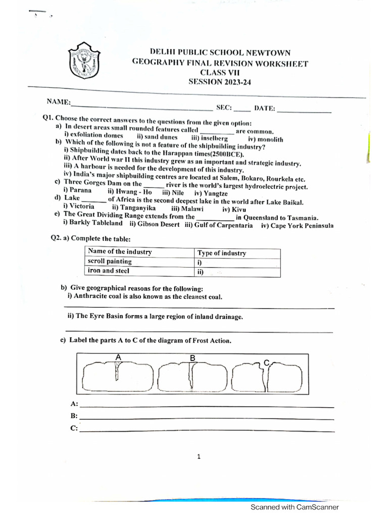 Class 7 Revision Worksheet PDF | PDF