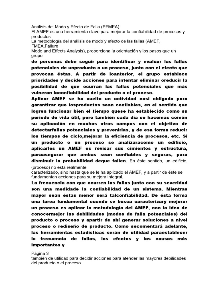 Análisis Del Modo y Efecto de Falla | PDF | Ingeniería de confiabilidad