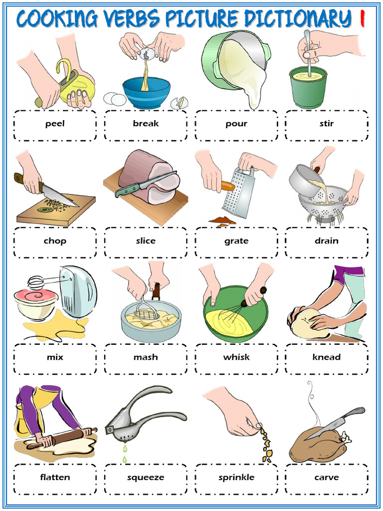 Cooking Verbs Picture Dictionary | PDF
