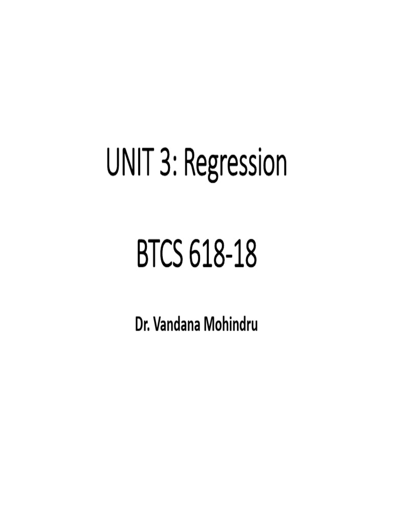 Unit - 3 Machine Learning | PDF | Linear Regression | Errors And Residuals