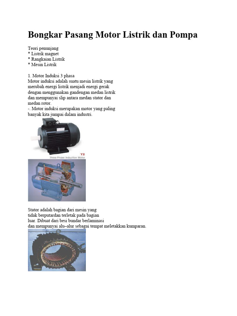 Bongkar Pasang Motor Listrik Dan Pompa | PDF