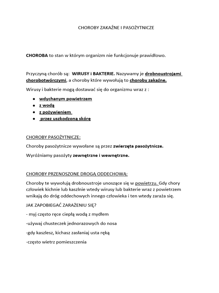 Choroby Zakaźne I Pasożytnicze | PDF