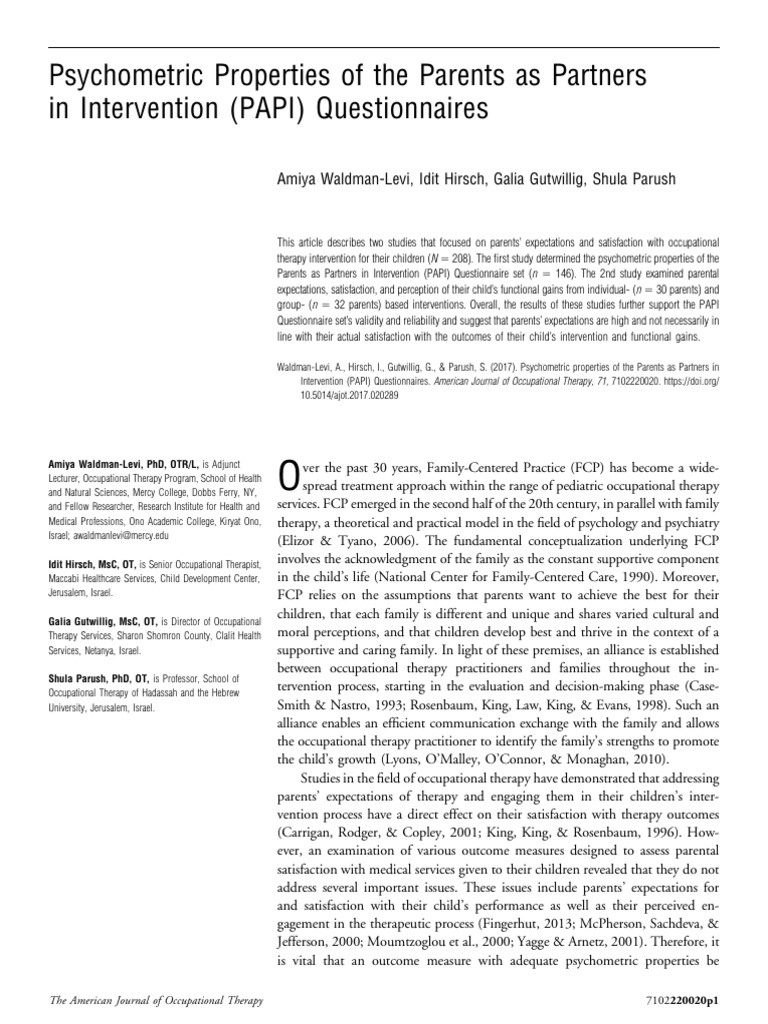 Papi-Q Awl | PDF | Occupational Therapy | Psychology