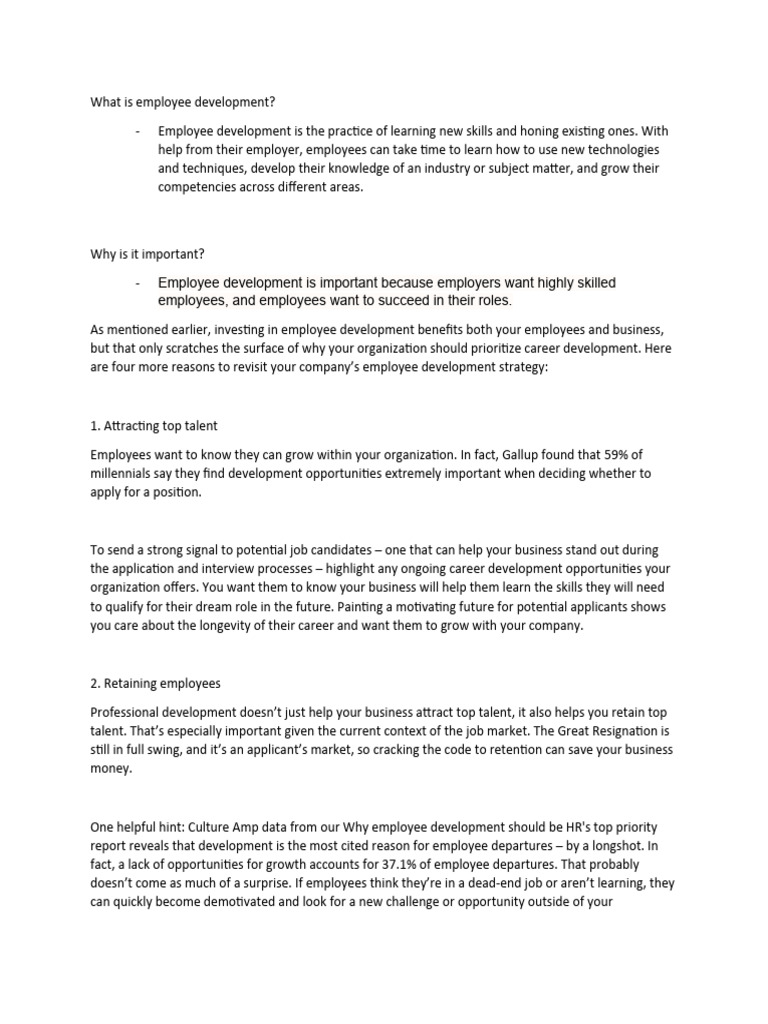 What Is Employee Development | PDF | Employee Retention | Economies