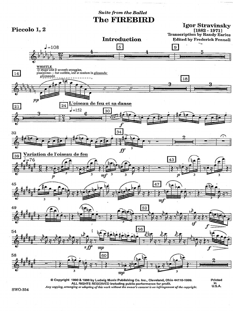 Igor Stravinsky - The Firebird (Partes) | PDF