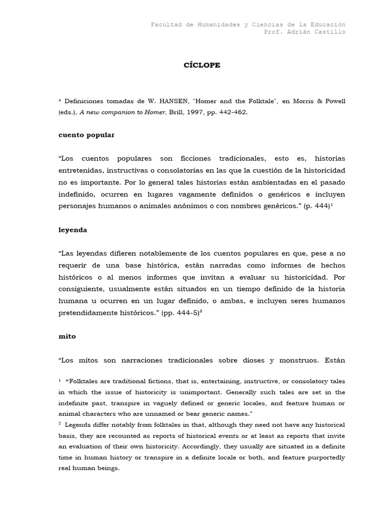 Cíclope | PDF | Deidades griegas | Mitología griega