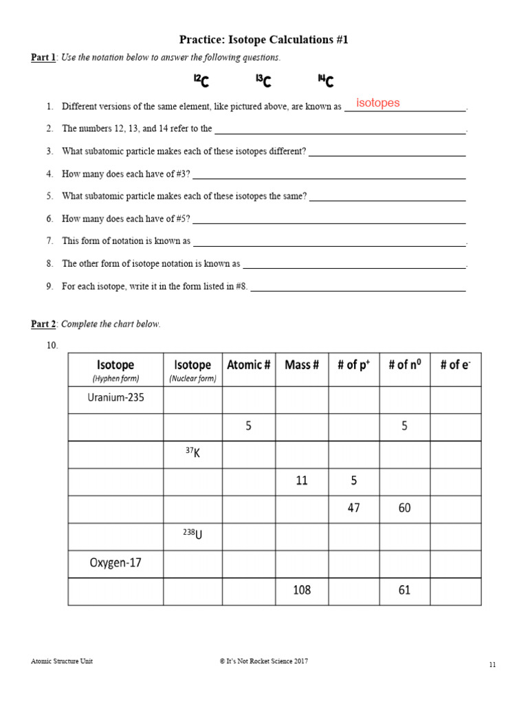 Isotope Calculations 1 | PDF