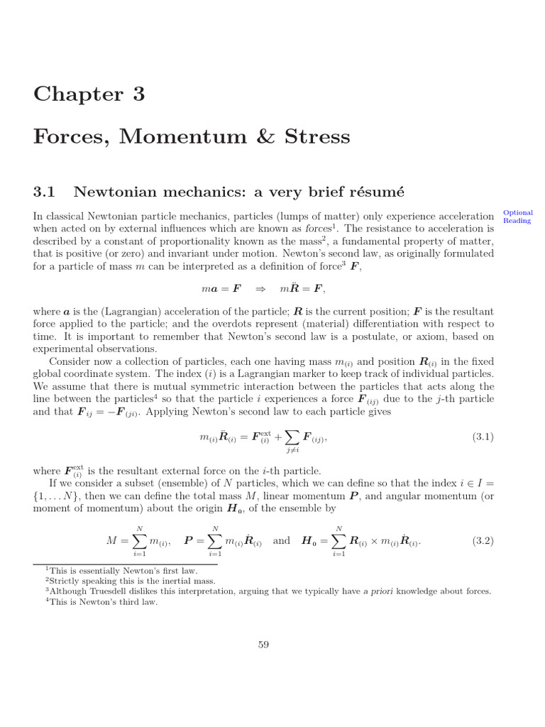 MATH45061 Ch3 | PDF | Continuum Mechanics | Force