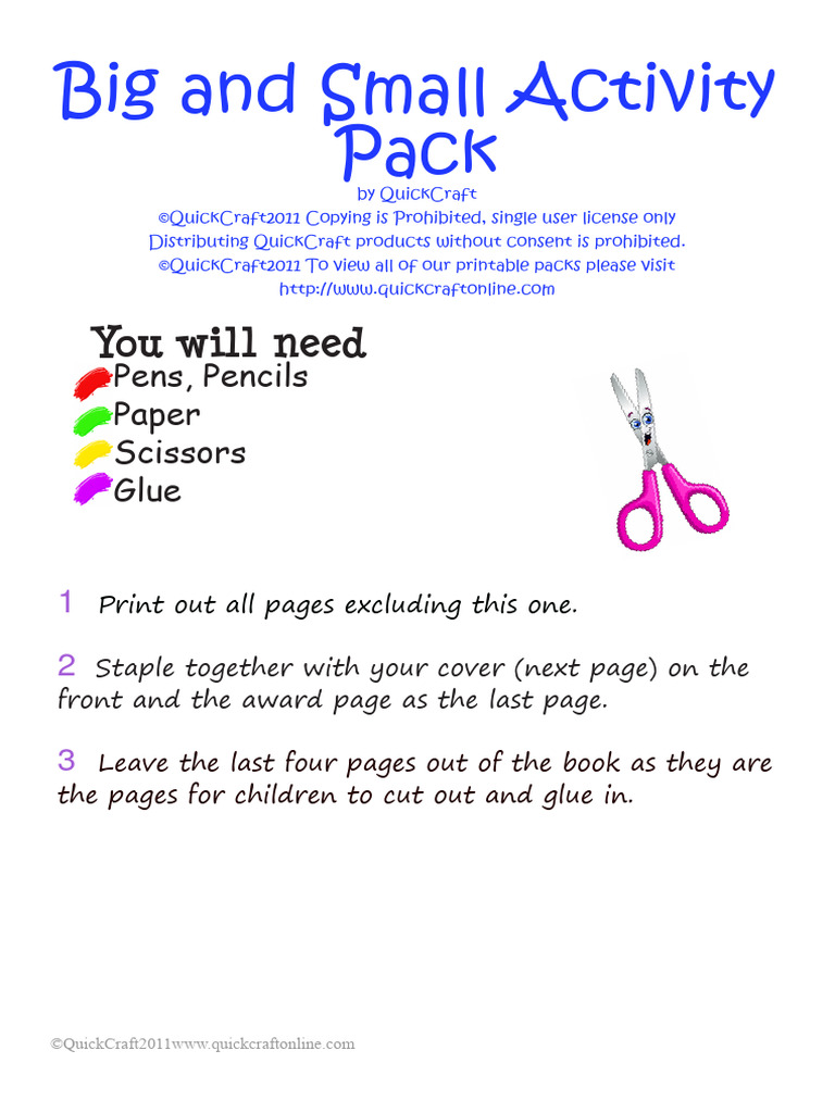 Big and Small Activity Book | PDF