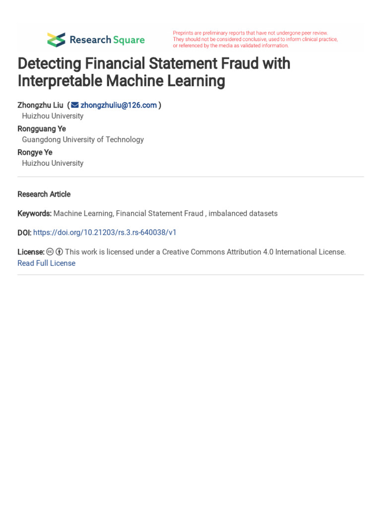 Detecting Financial Statement Fraud With Interpret | PDF | Support Vector Machine | Receiver ...