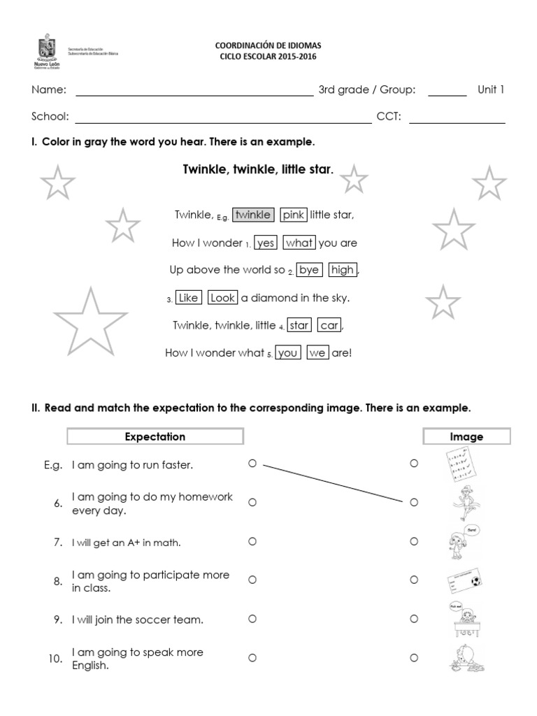 3rd Grade English Unit 1 Exam | PDF | Grammar | Linguistics