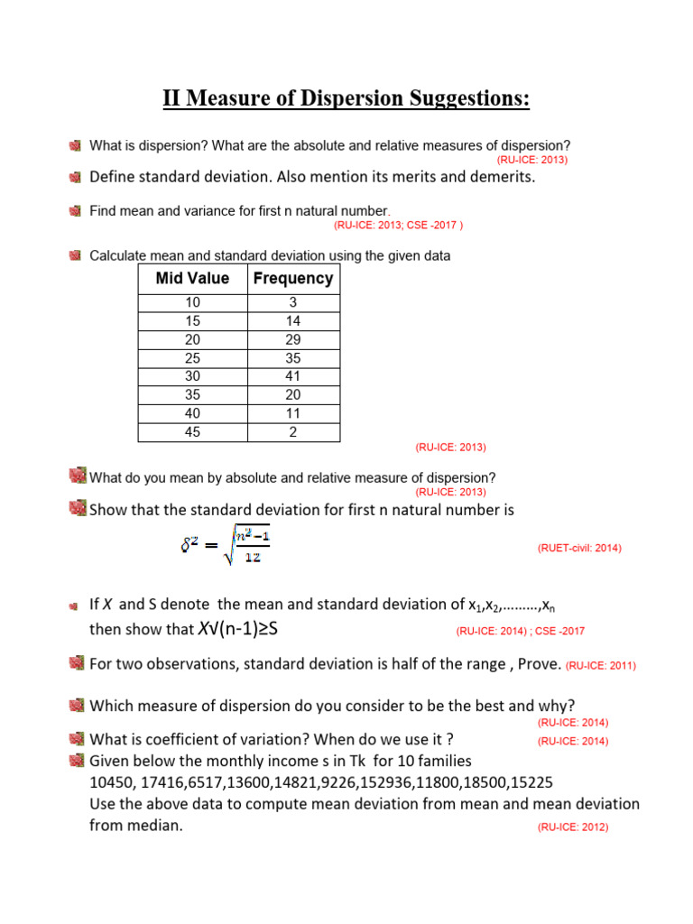 Measures of Dispersion in Statistics | PDF | Standard Deviation | Statistical Models