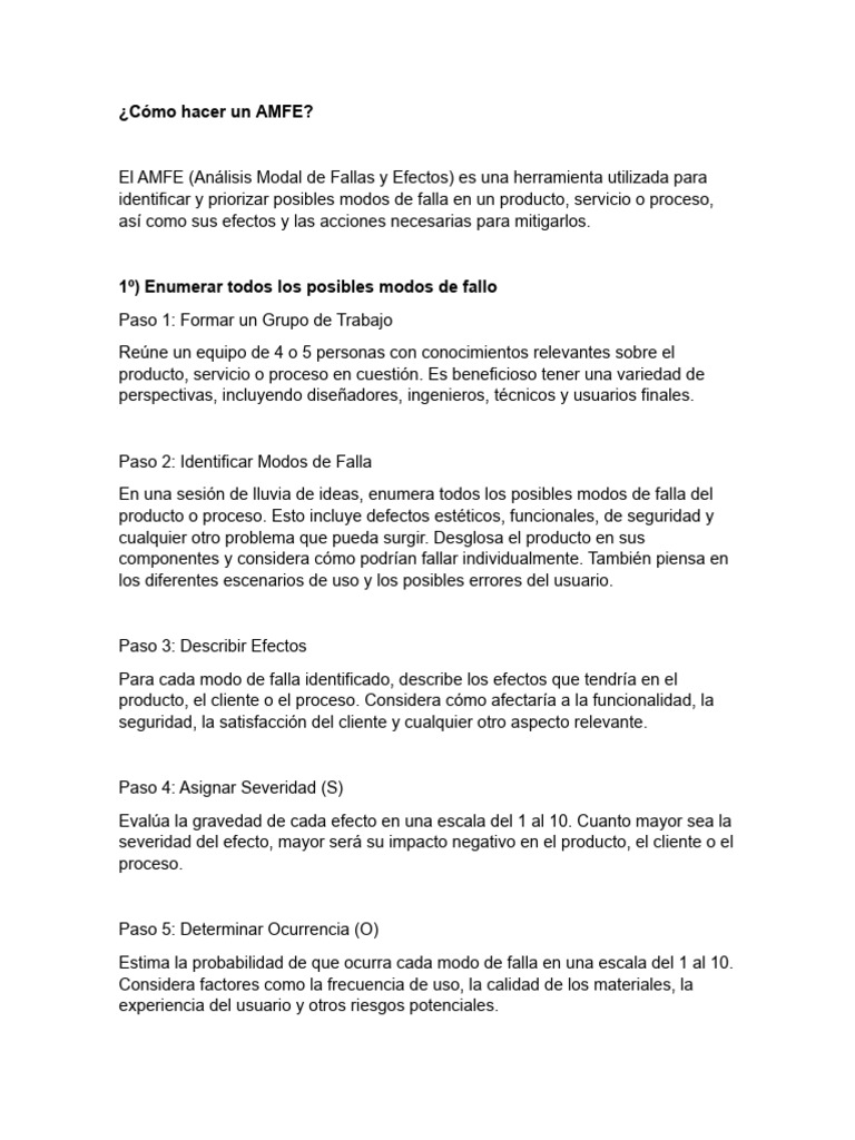 Cómo Hacer Un AMFE | PDF