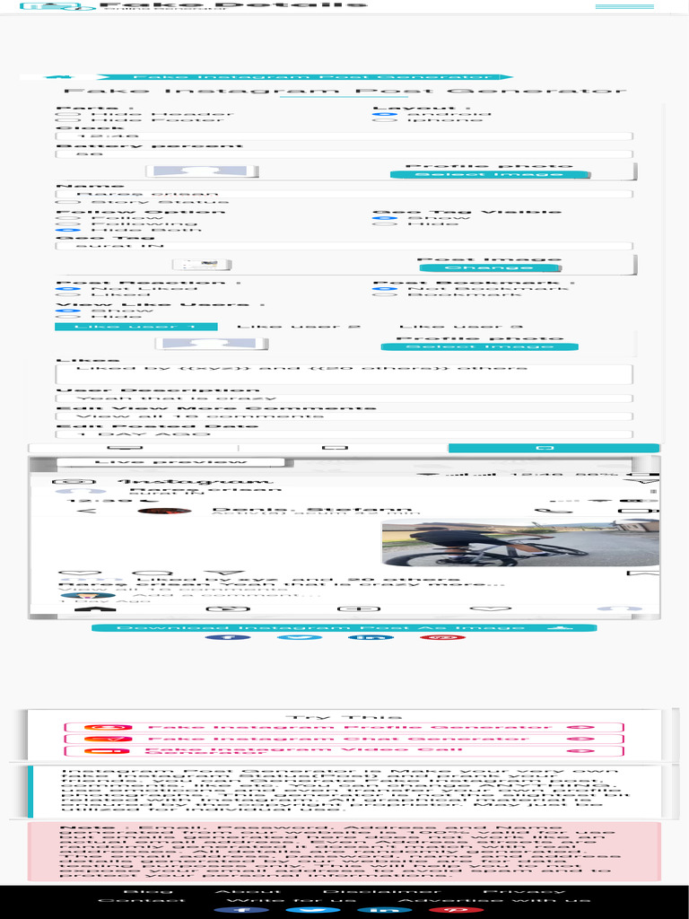 Fake Instagram Post Generator Generate Fake Instagram Post | PDF ...