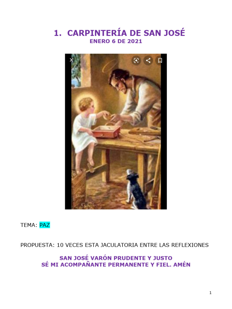 Carpintería de San José | PDF | Oración | María, madre de Jesús