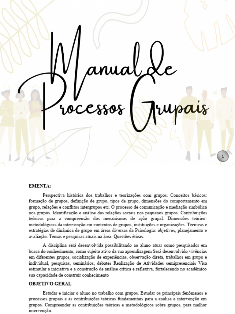 Manual de Processos Grupais | PDF | Psicologia | Experiência