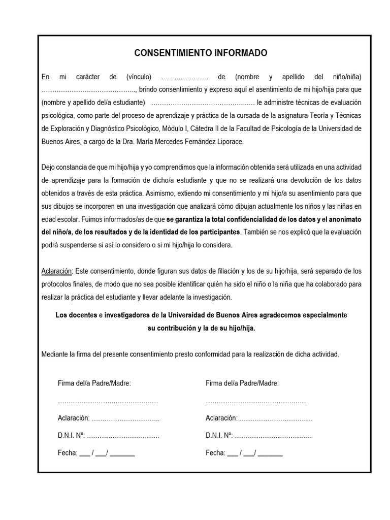 CONSENTIMIENTO INFORMADO Caso NIño - Niña - 2024 | PDF