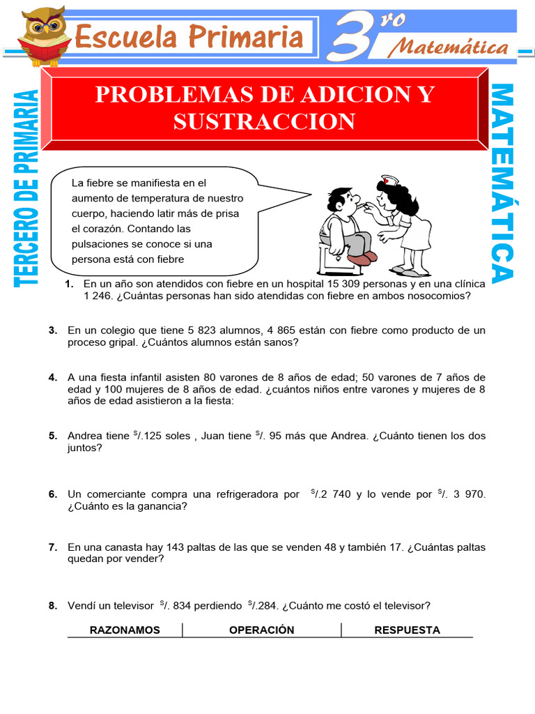 Problemas de Adición y Sustracción 3° | PDF | Espacio exterior