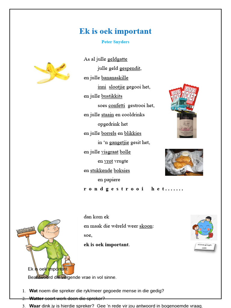 Ek Is Oek Important Vir Leerders | PDF