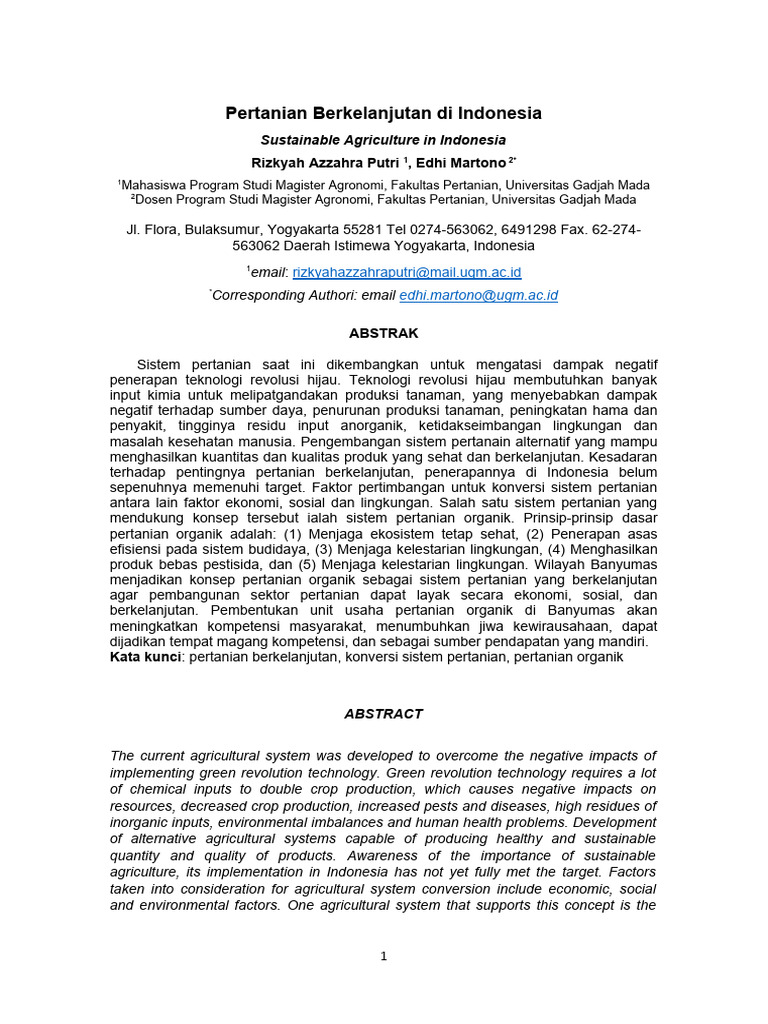 Pertanian Berkelanjutan Di Indonesia | PDF