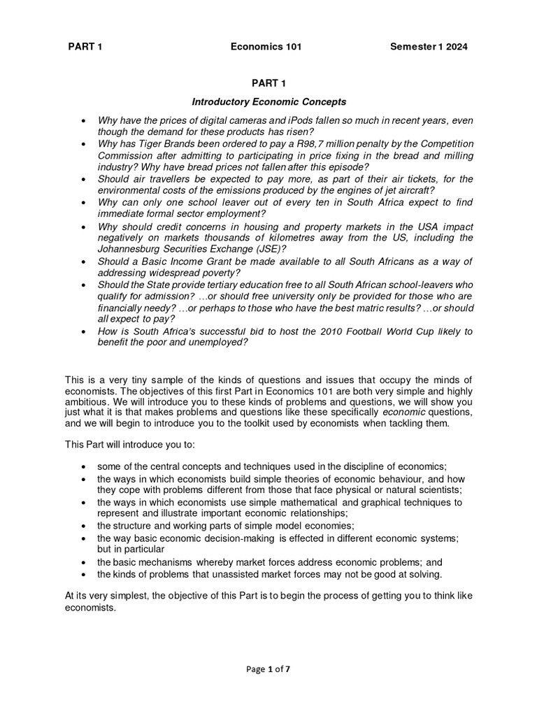 2024-ECON101 Part 1 Outline 2024 | Download Free PDF | Economics ...