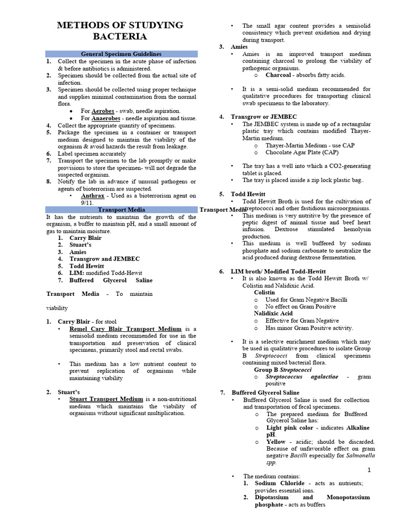 BACTE MODULE 4 Methods of Studying Bacteria | PDF | Growth Medium | Urinary Tract Infection