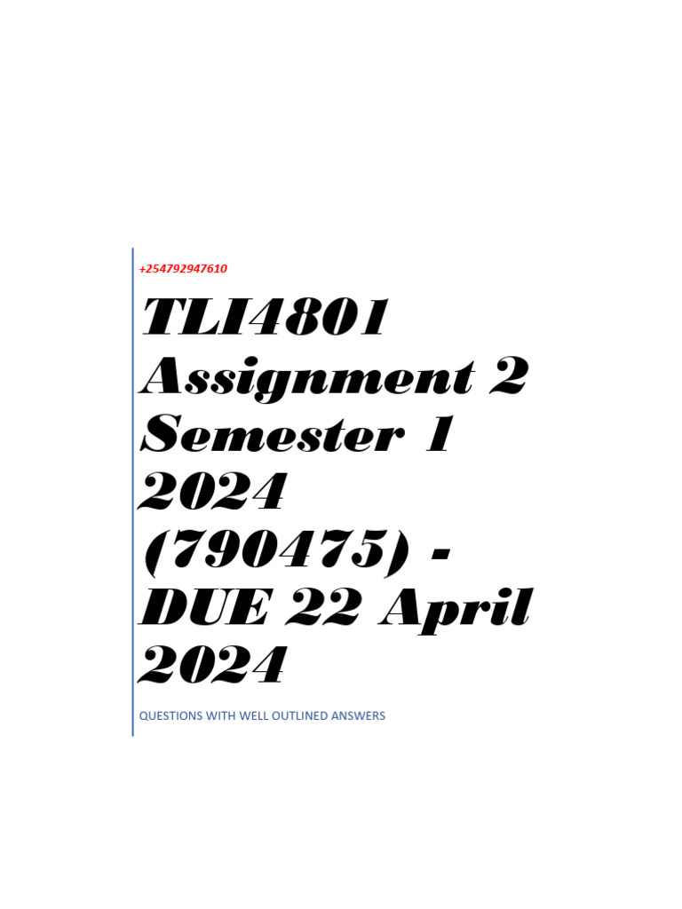 Tli4801 Assignment 2 Semester 1 2024f3 Pdf Confession Law Plea