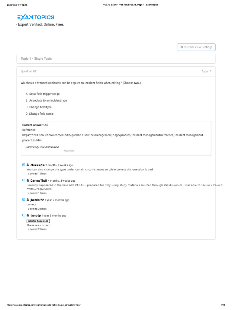 PCSAE Exam - 20240324 | PDF | Radius | Computing