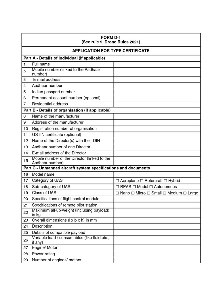 1643701857.form D - 1 - Application For Type Certificate - Drone Rules ...