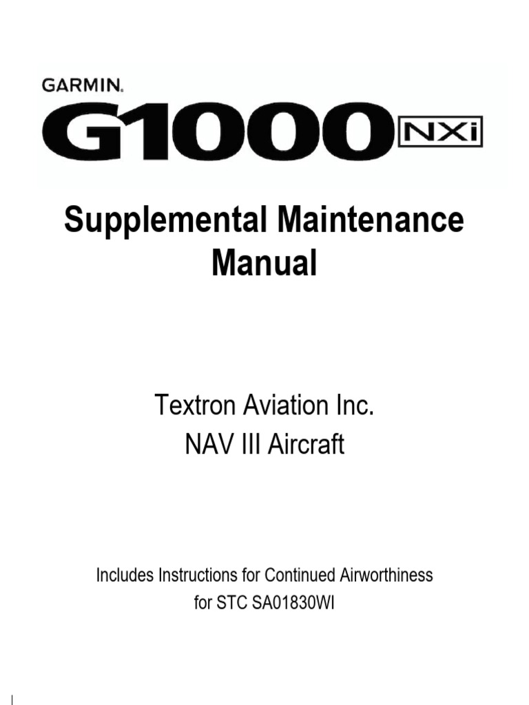 G1000 NXI Supplement Maint Manual B0AE625B83EFA | PDF | Aviation | Aerospace
