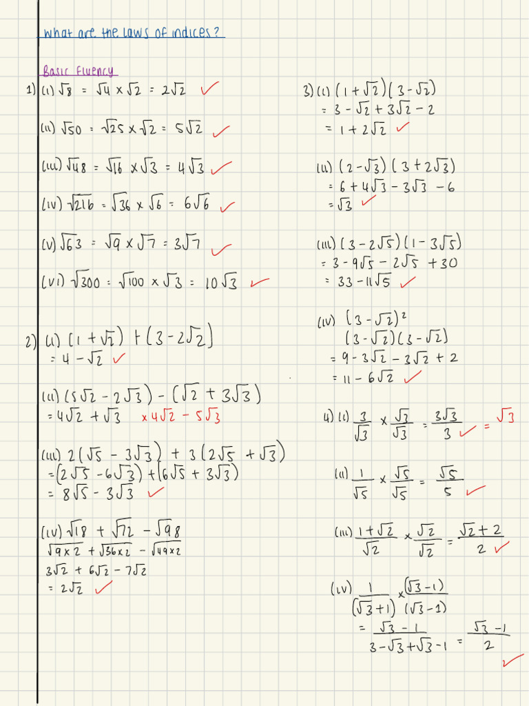 What Are The Laws of Indices? (Homework) | PDF