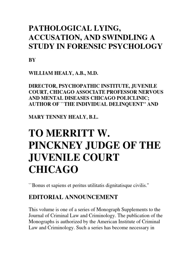 Pathological Lying Accusation and Swindling | PDF | Juvenile ...