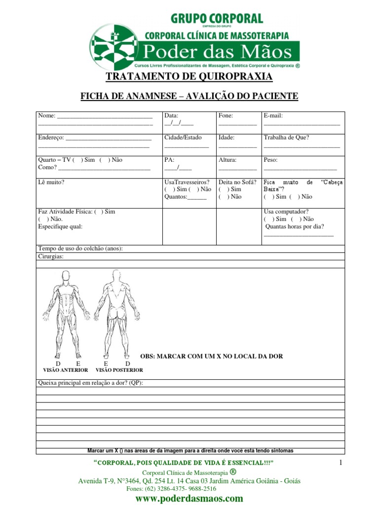 ficha paciente | Vertebral Column | Chiropractic