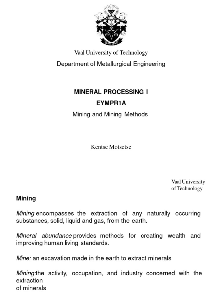 Learning Unit 1 - Mining and Mining Methods S | PDF | Mining | Ore Learning Unit 1 - Mining and Mining Methods S | PDF | Mining | Ore