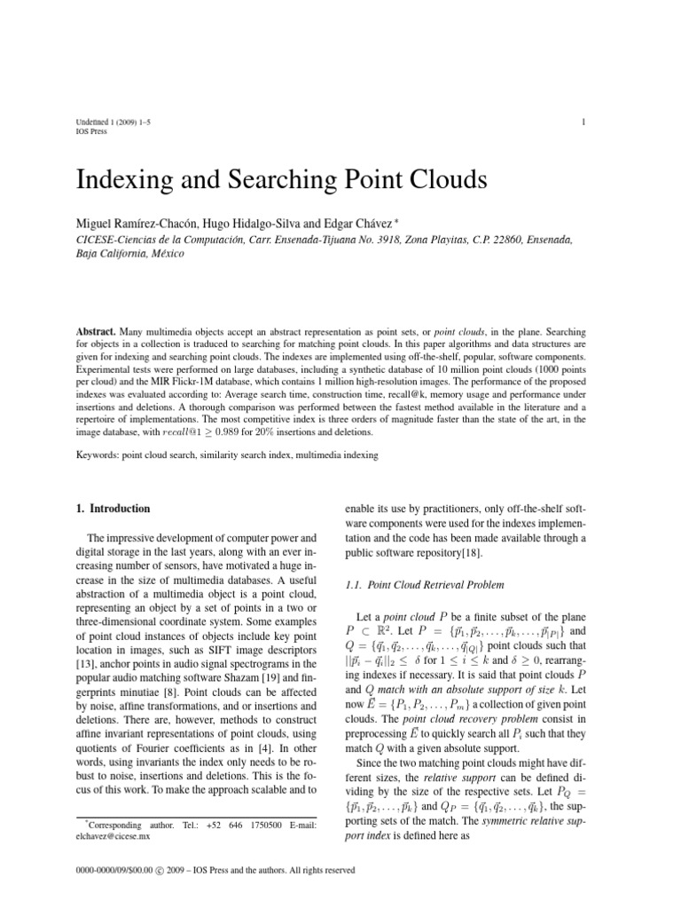 Indexing Algorithms for Point Clouds | PDF | Computing