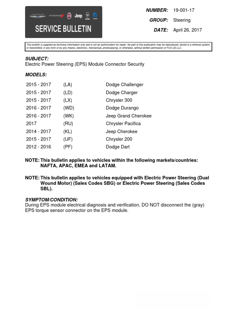 EPS Module TSB | PDF | Dodge | Chrysler