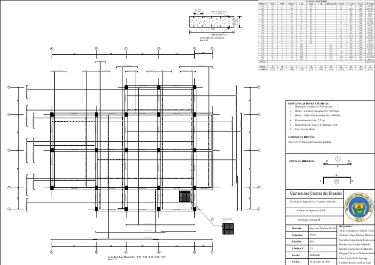 Plano Losa Maciza - DEBER 3 Ejercicio 2 | PDF