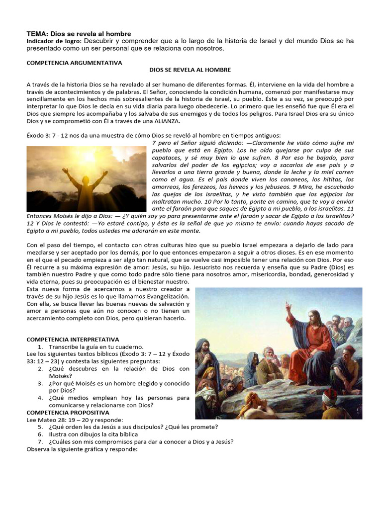 Guía 02 - Dios Se Revela Al Hombre | PDF | Libro del éxodo | Moisés