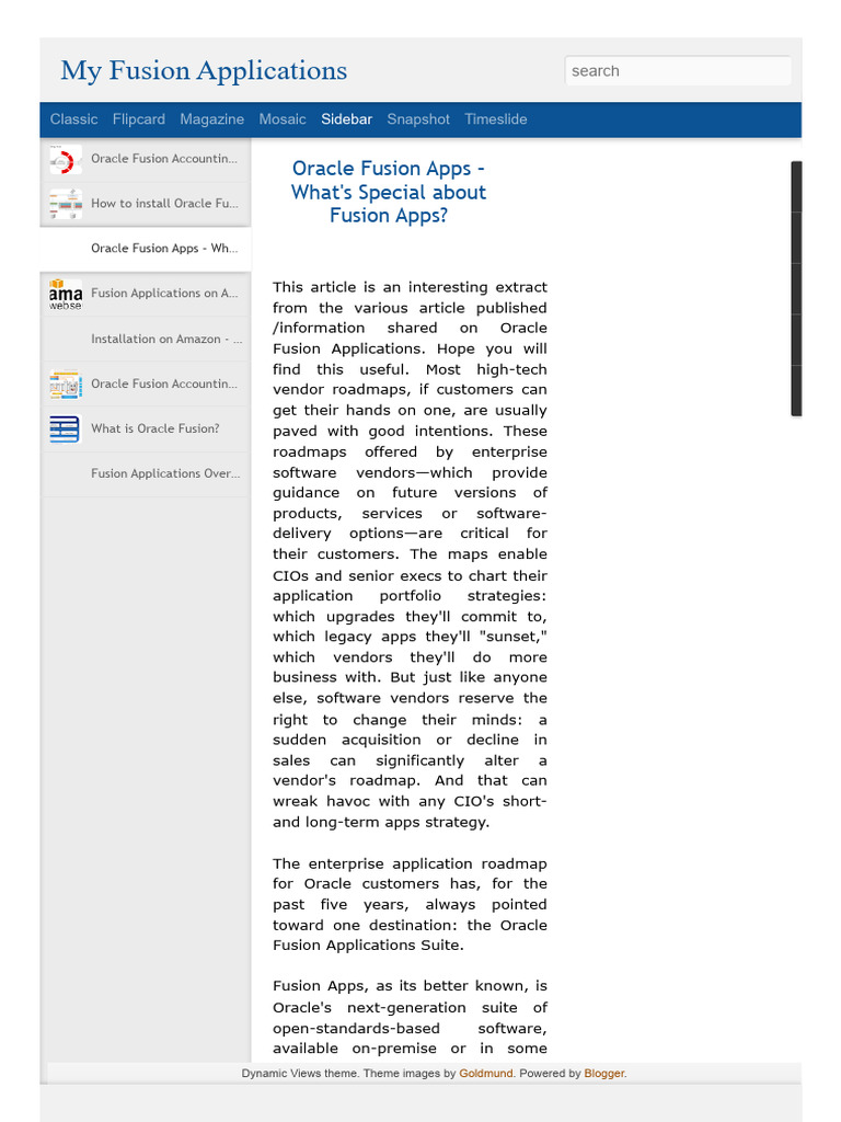 Oracle Fusion Apps What S Special About Fusion Apps My Fusion