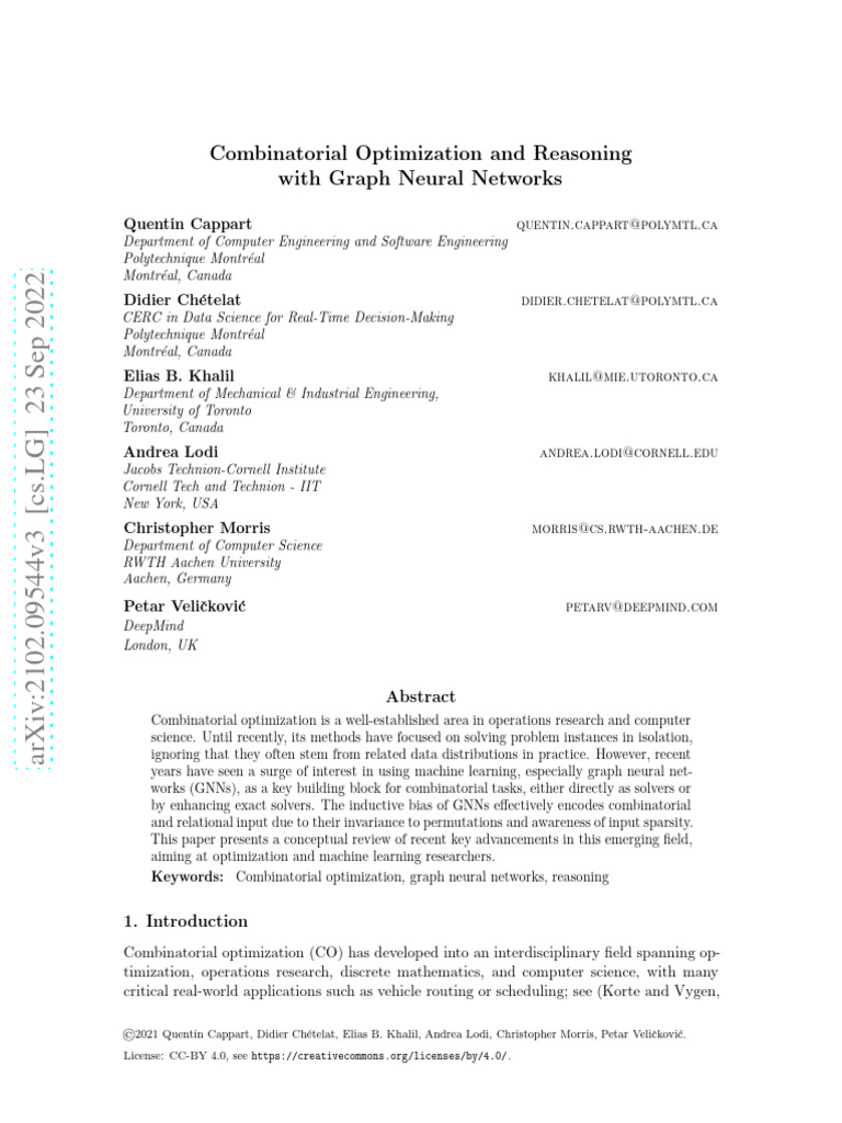 GNNs in Combinatorial Optimization | PDF | Linear Programming | Mathematical Optimization