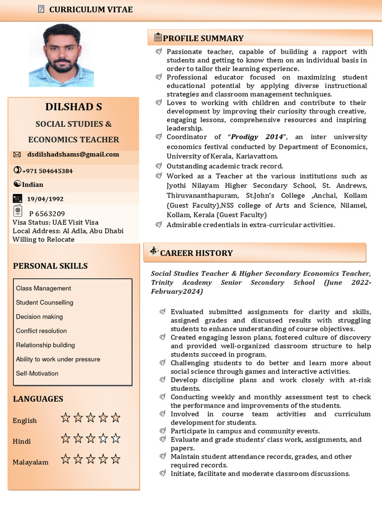 Dilshad Teacher CV | PDF | Teachers | Lesson Plan